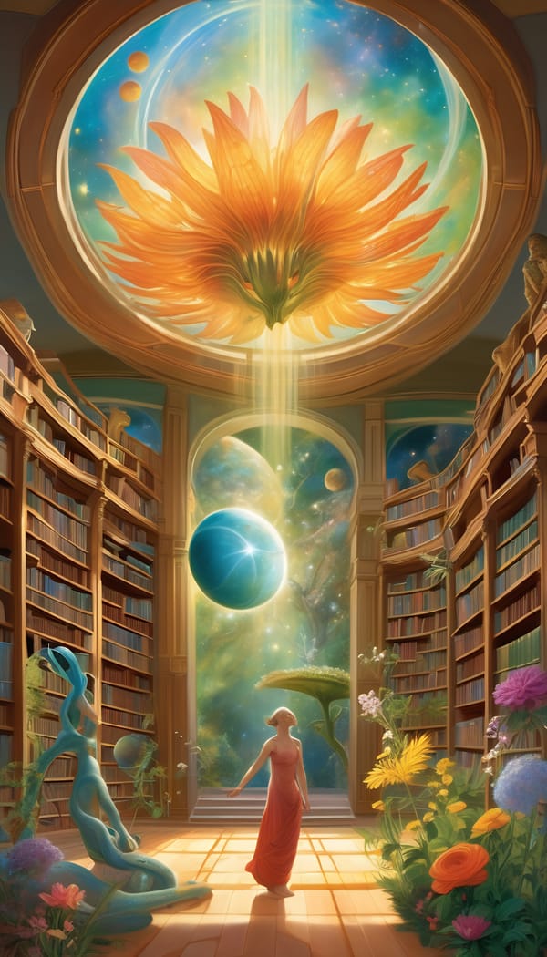 Botto - Sunflower Oracle Illuminates Cosmic Library